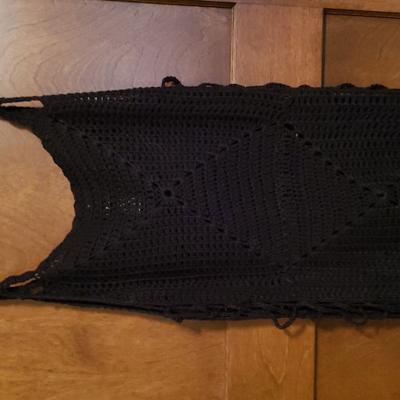 VENUS | Swim | Black Macrame Beach Cover Up With Adjustable Laceup ...